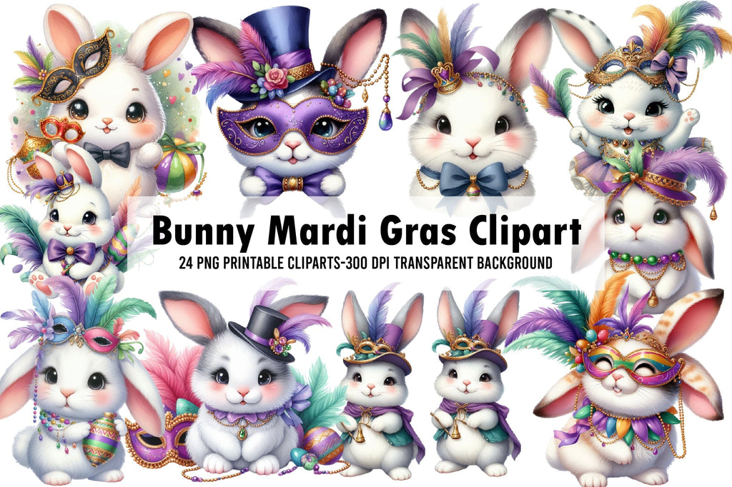 Bunny Mardi Gras Clipart - So Fontsy