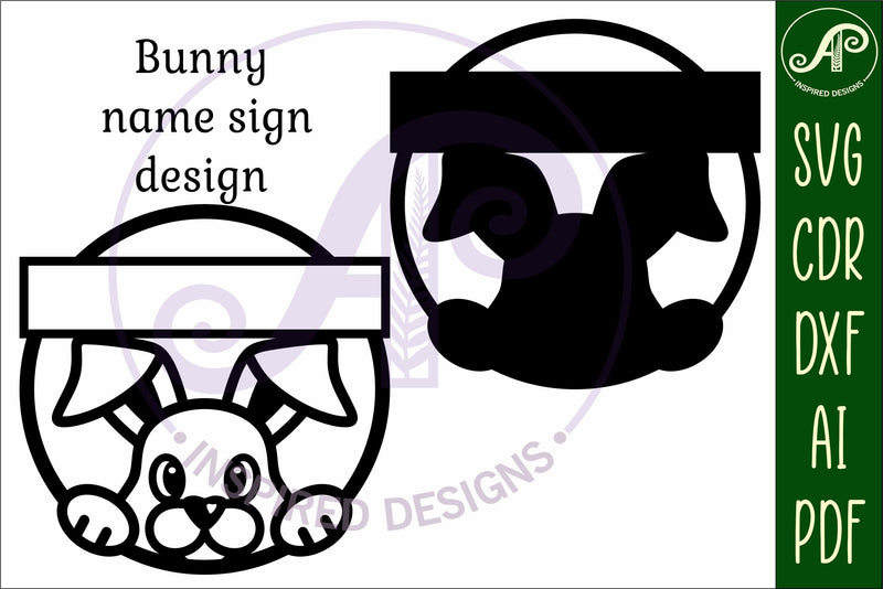 Bunny name sign svg laser cut template - So Fontsy
