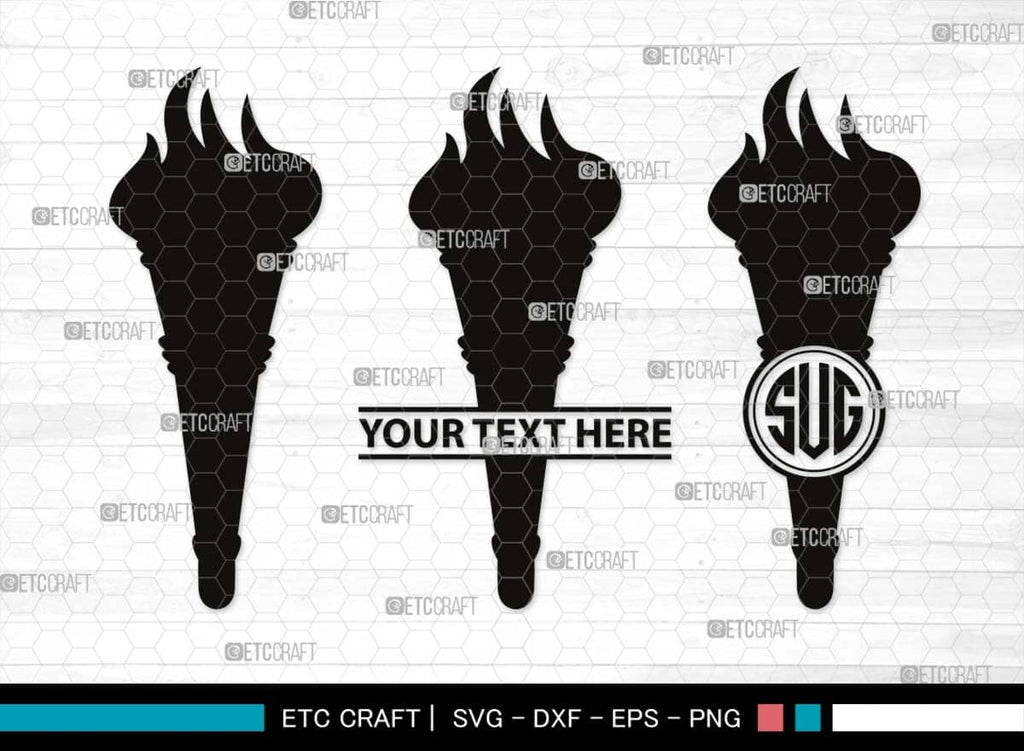 Burning Torch Monogram, Burning Torch Silhouette, Burning Torch SVG ...