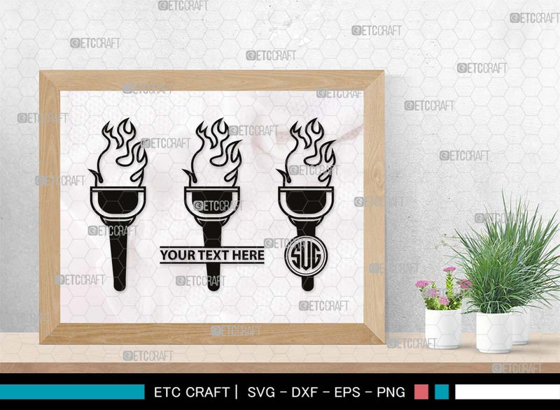 Burning Torch Monogram, Burning Torch Silhouette, Burning Torch SVG ...