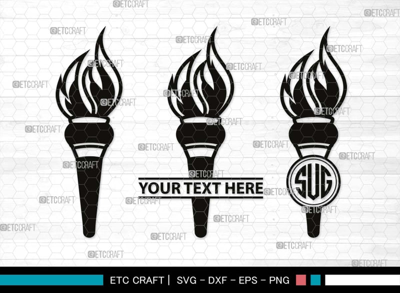 Burning Torch Monogram, Burning Torch Silhouette, Burning Torch SVG ...