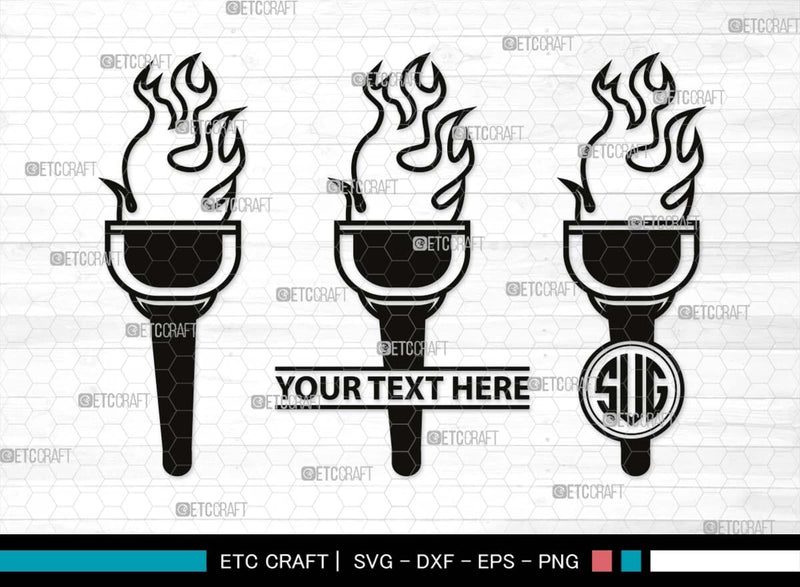 Burning Torch Monogram, Burning Torch Silhouette, Burning Torch SVG ...