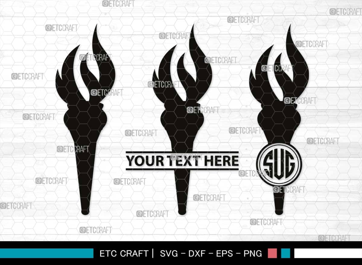 Burning Torch Monogram, Burning Torch Silhouette, Burning Torch SVG ...