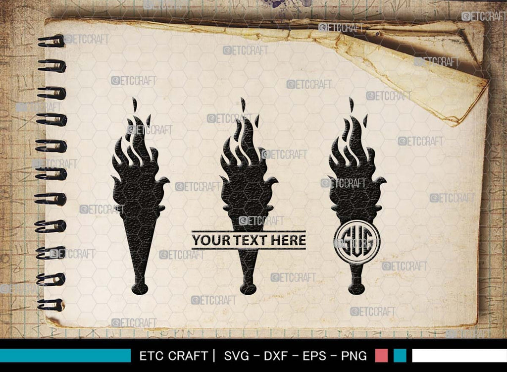 Burning Torch Monogram, Burning Torch Silhouette, Burning Torch SVG ...
