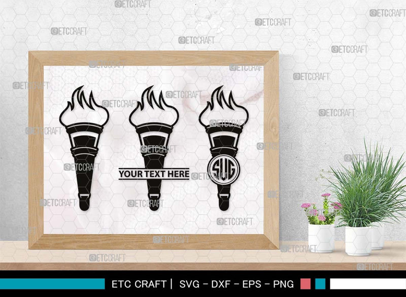 Burning Torch Monogram, Burning Torch Silhouette, Burning Torch SVG ...