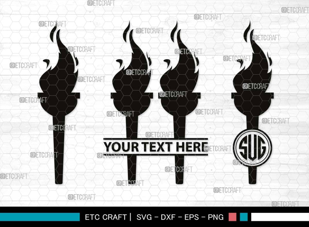Burning Torch Monogram, Burning Torch Silhouette, Burning Torch SVG, O ...