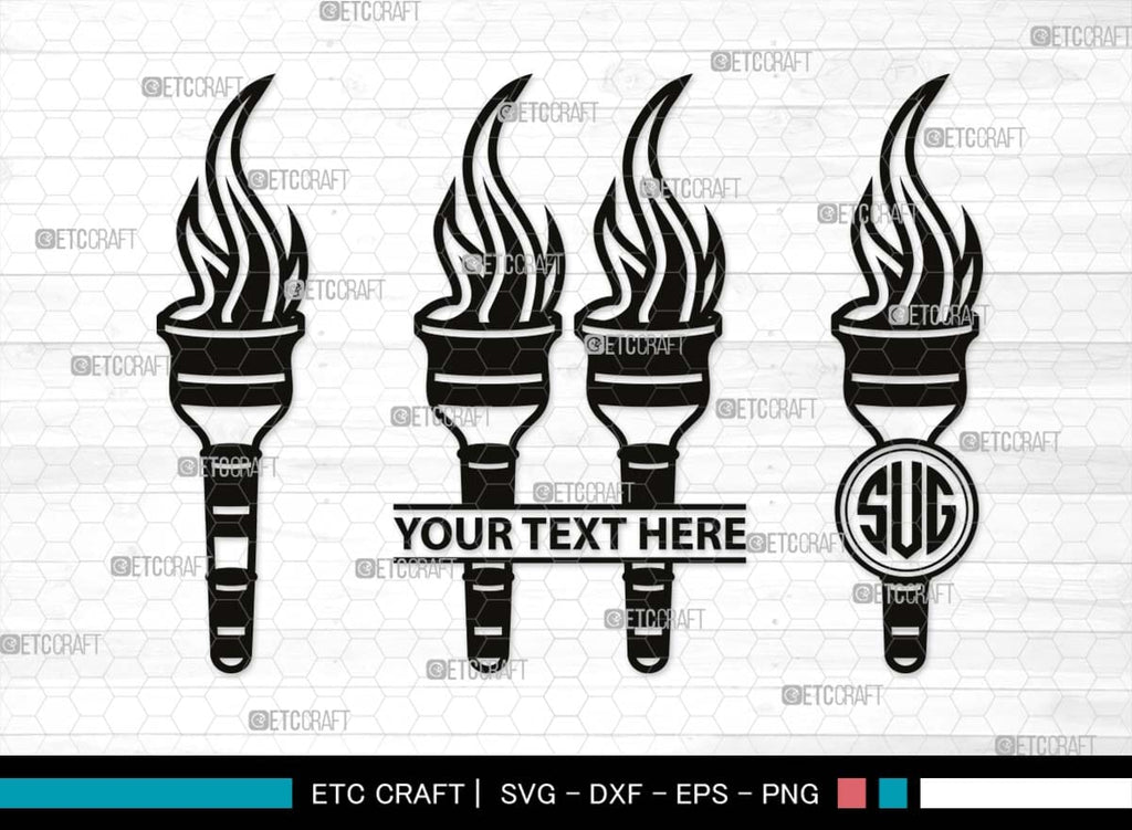 Burning Torch Monogram, Burning Torch Silhouette, Burning Torch SVG ...