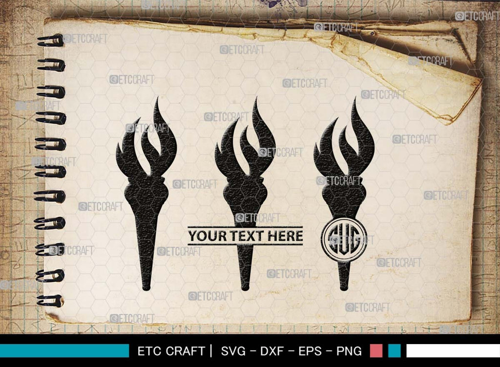 Burning Torch Monogram, Burning Torch Silhouette, Burning Torch SVG ...