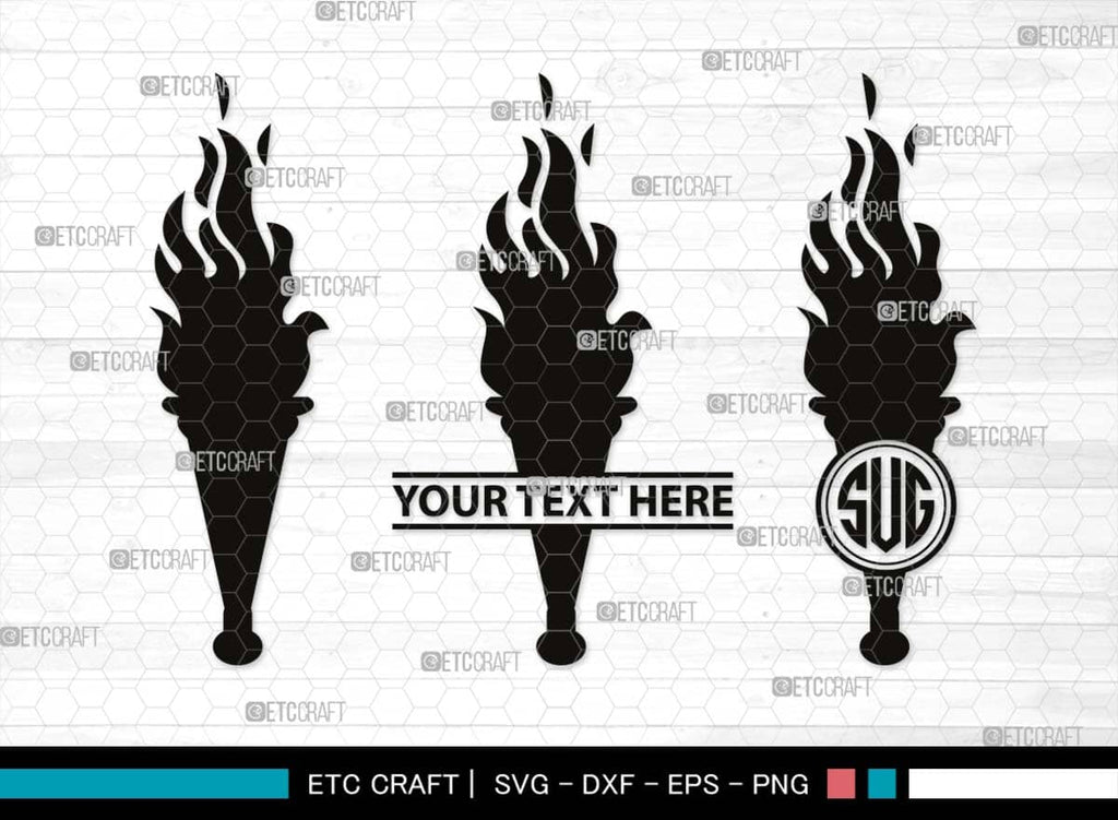 Burning Torch Monogram, Burning Torch Silhouette, Burning Torch SVG ...