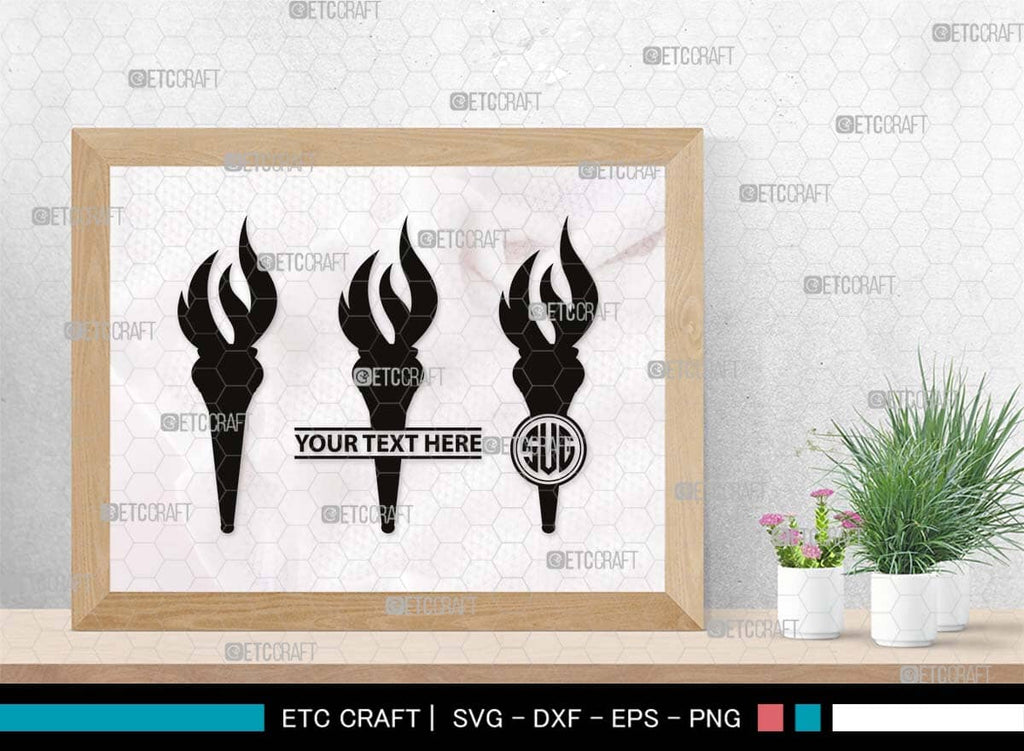 Burning Torch Monogram, Burning Torch Silhouette, Burning Torch SVG ...