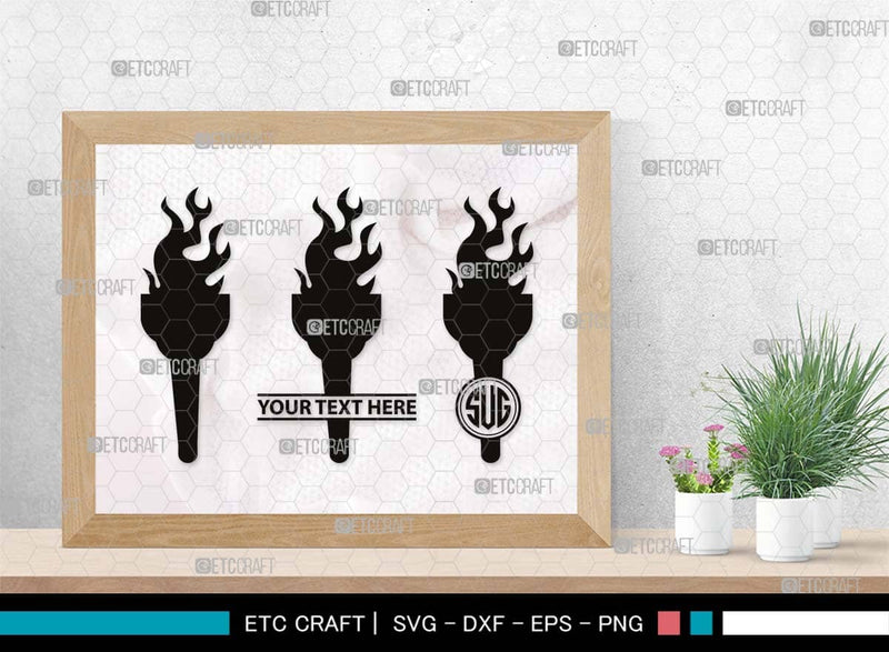 Burning Torch Monogram, Burning Torch Silhouette, Burning Torch SVG, O ...
