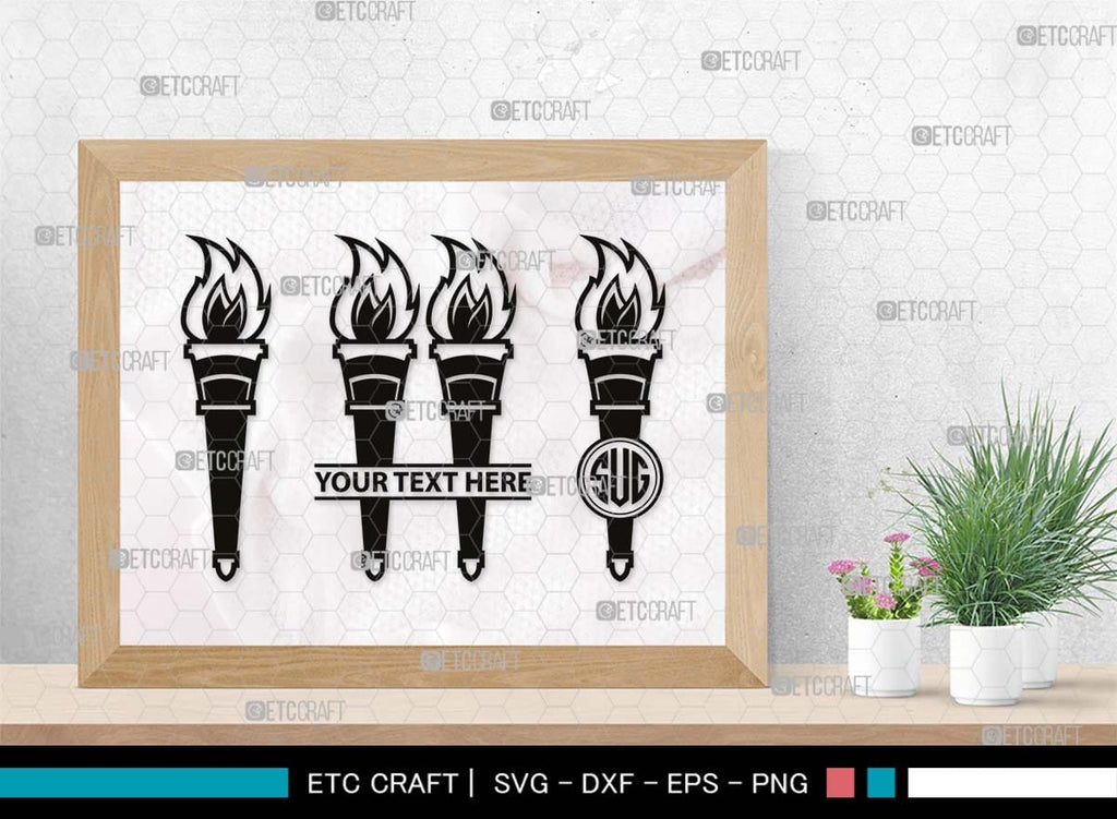 Burning Torch Monogram, Burning Torch Silhouette, Burning Torch SVG ...