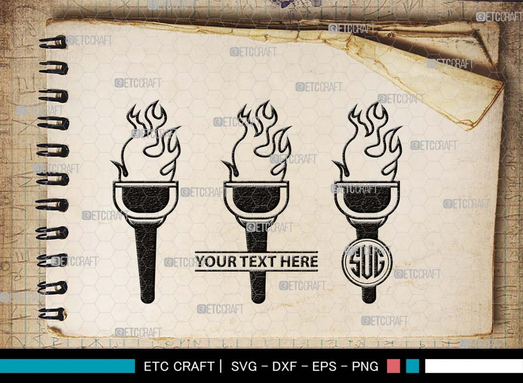 Burning Torch Monogram, Burning Torch Silhouette, Burning Torch SVG ...