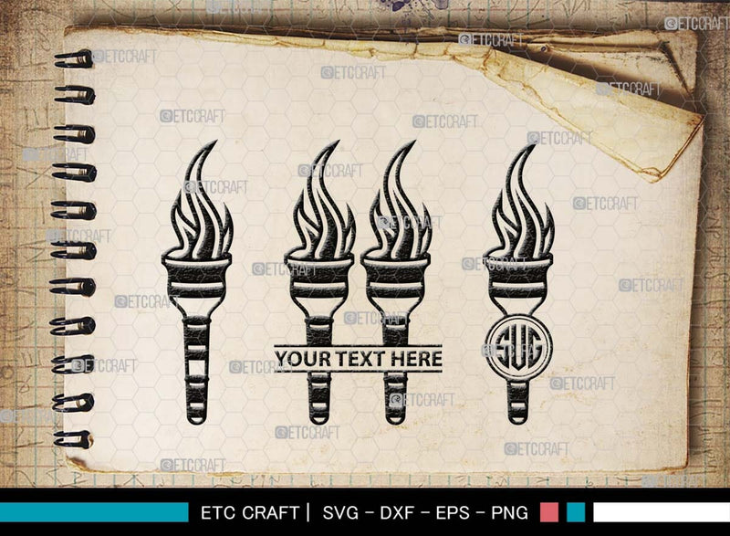 Burning Torch Monogram, Burning Torch Silhouette, Burning Torch SVG ...