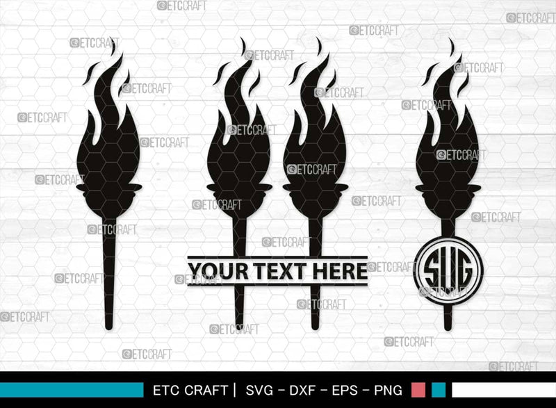 Burning Torch Monogram, Burning Torch Silhouette, Burning Torch SVG, O ...