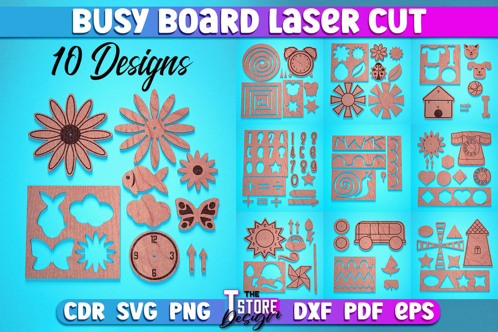 Busy Board Laser Cut | Baby Game Laser Cut Design | CNC Files - So Fontsy