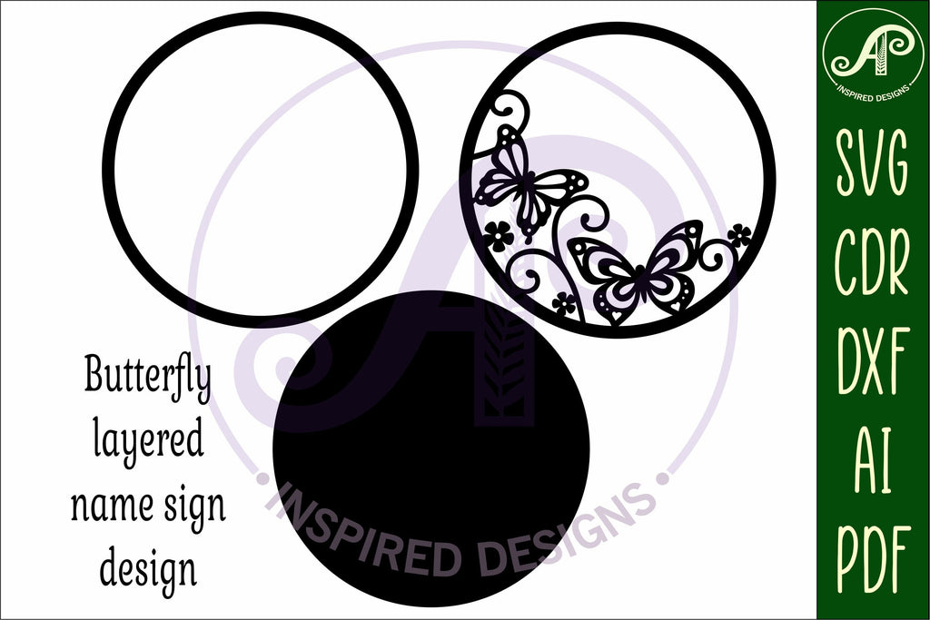 Butterflies layered named wall sign - So Fontsy