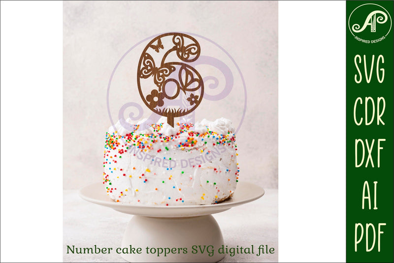 Butterfly number cake toppers SVG cut files - So Fontsy