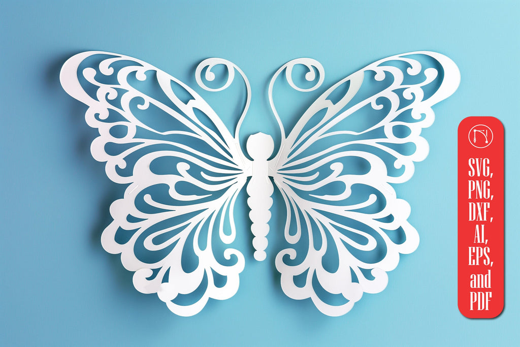 Butterfly Papercut Card Template SVG - So Fontsy