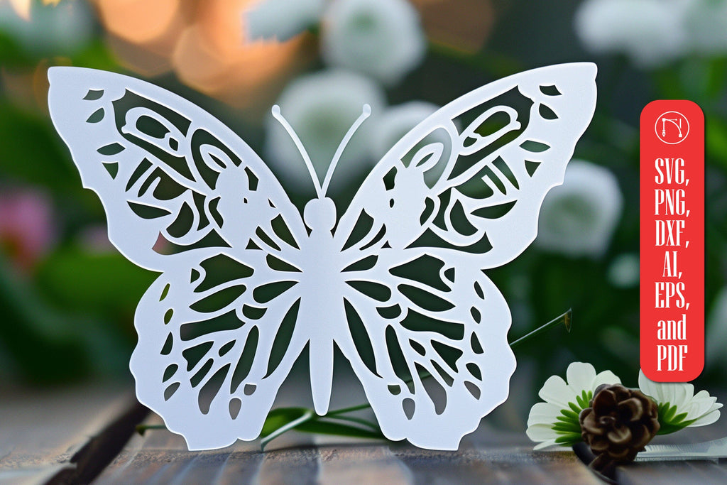 Butterfly Papercut Card Template SVG - So Fontsy