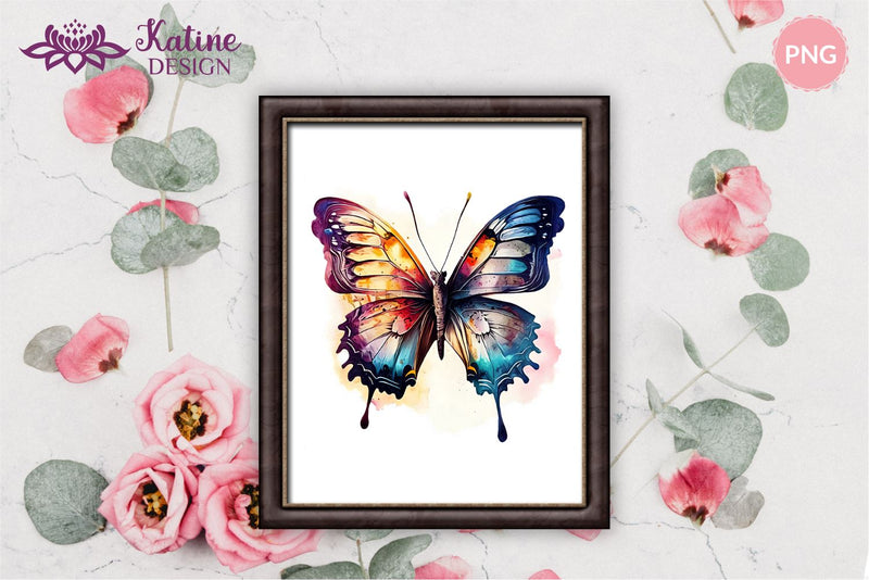 Butterfly PNG, Sublimation Design Bundle, Watercolor Butterfly Clipart ...