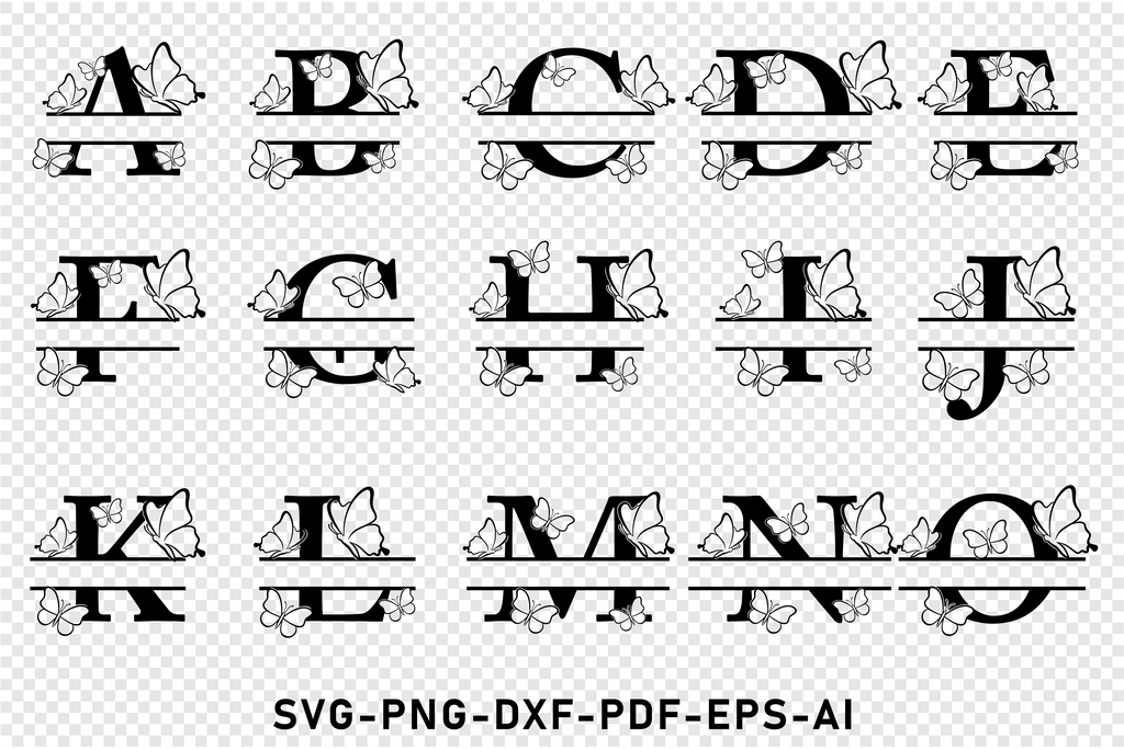 Butterfly Monogram Alphabet Letters Set A-Z SVG Designs Bundle, Animal ...