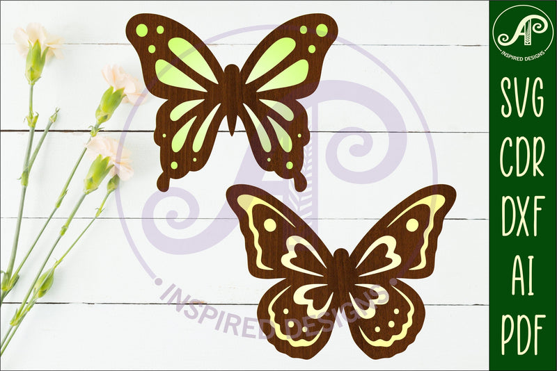 Butterfly two layer laser cut outs SVG file d4 - So Fontsy