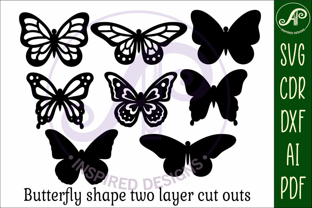 Butterfly two layer laser cut outs SVG file d4 - So Fontsy
