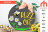 Buzz Off SVG, Layered Door Sign, Bee with Flowers Cut File - So Fontsy