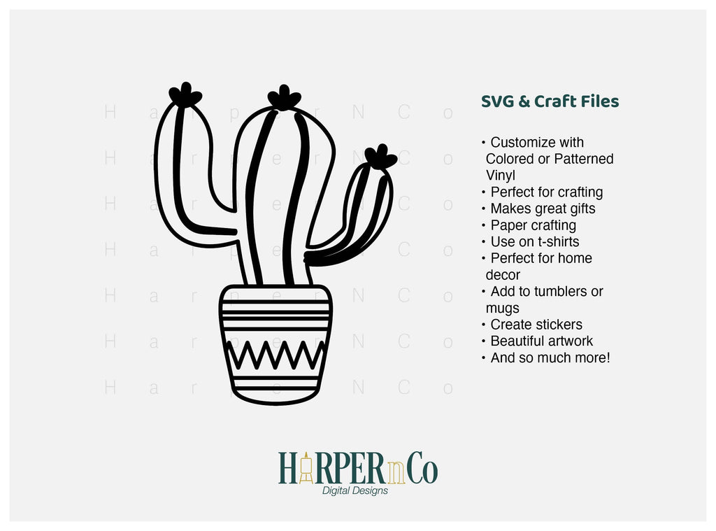 Cactus Outline 3 SVG PNG Cut EPS File - So Fontsy