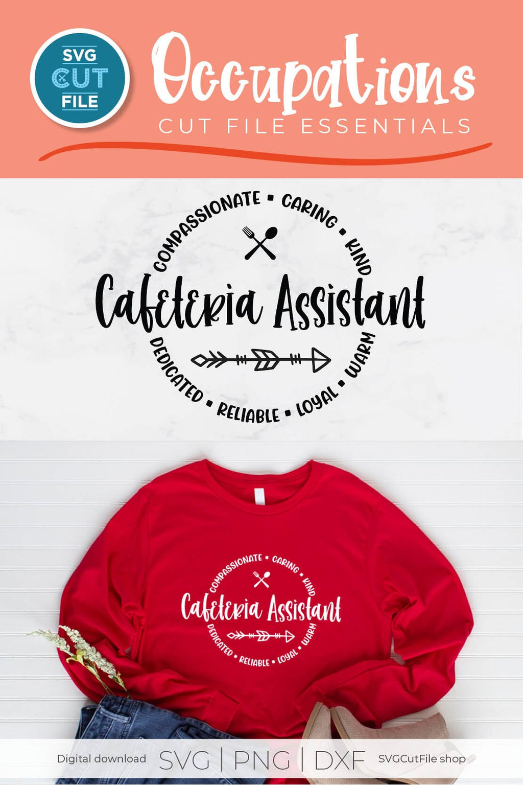 Cafeteria Assistant svg with round circle - So Fontsy