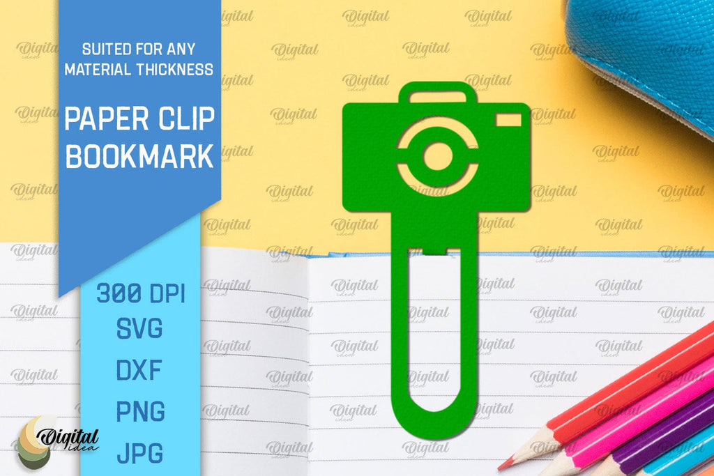 Camera Paper Clip Bookmark. Bookmark Clip Template SVG - So Fontsy