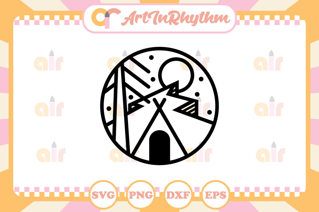 Camp Line Art Logo Svg - So Fontsy