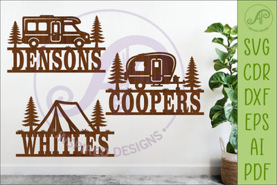 Camping Family Name Sign SVG, Bundle - So Fontsy