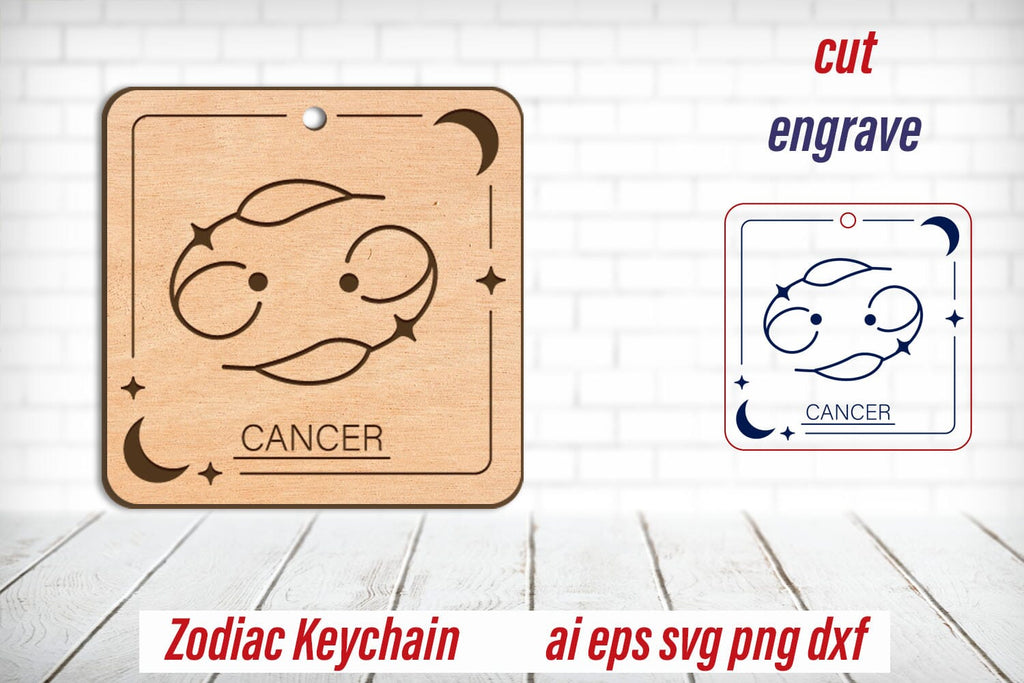 Cancer keychain svg, Zodiac sign, Astrology laser engraving - So Fontsy