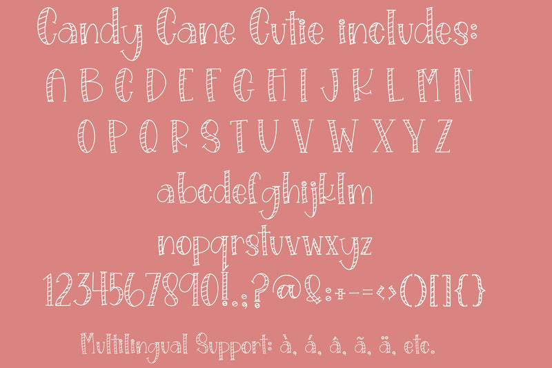 Candy Cane Cutie, Sweet Striped Handwritten Font - So Fontsy