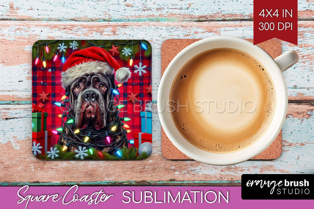 Cane Corso Funny Christmas Dog Square Coaster - So Fontsy