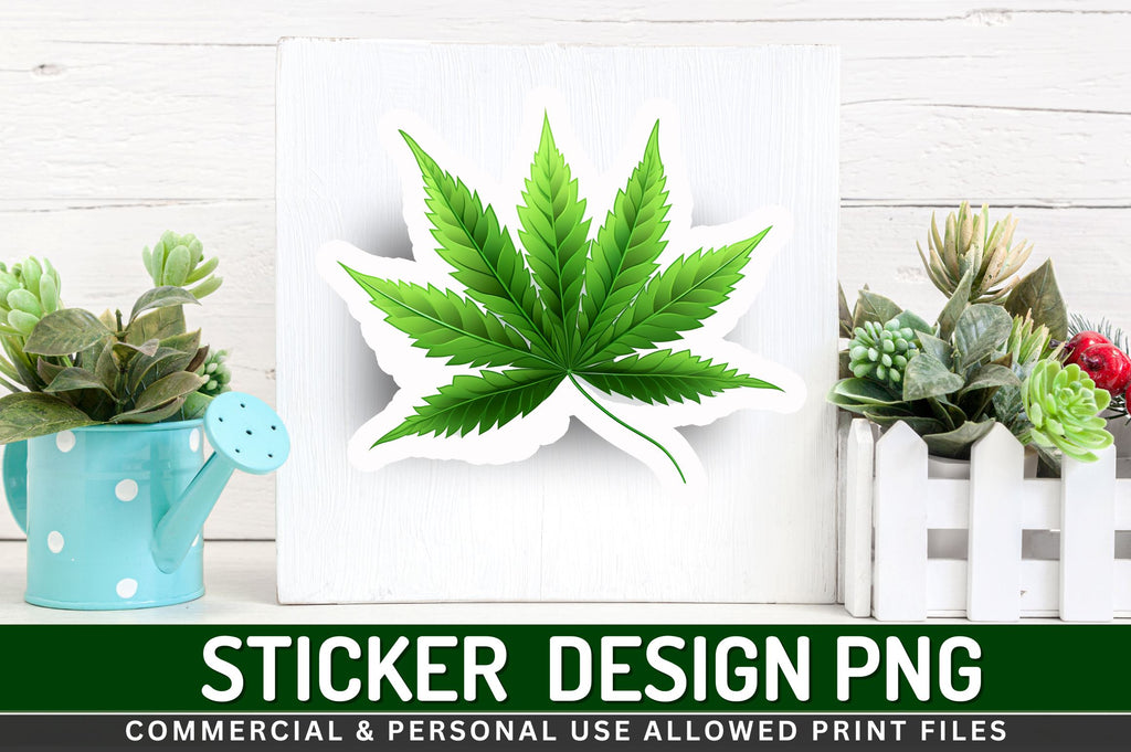Cannabis leaf Sticker Design - So Fontsy