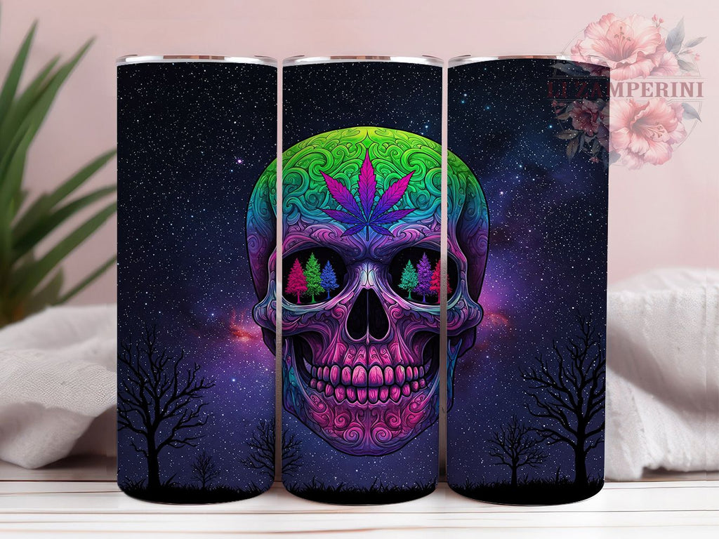Cannabis Skull Weed Smoke Tumbler Wrap, 20oz Tumbler Sublimation ...