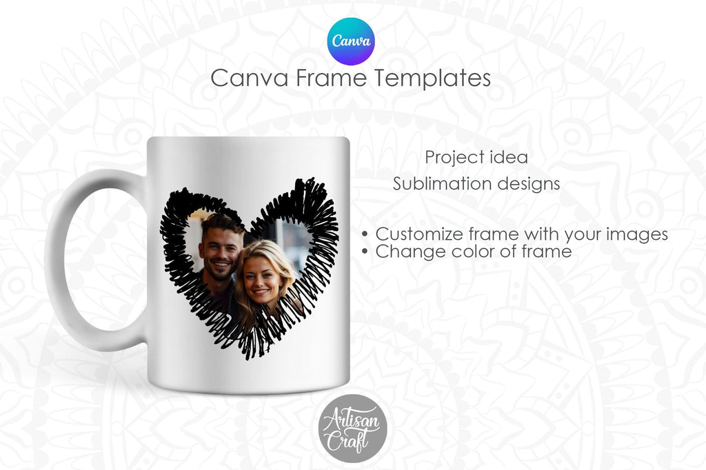 Canva Heart Frame | Canva frame | Doodle heart | So Fontsy