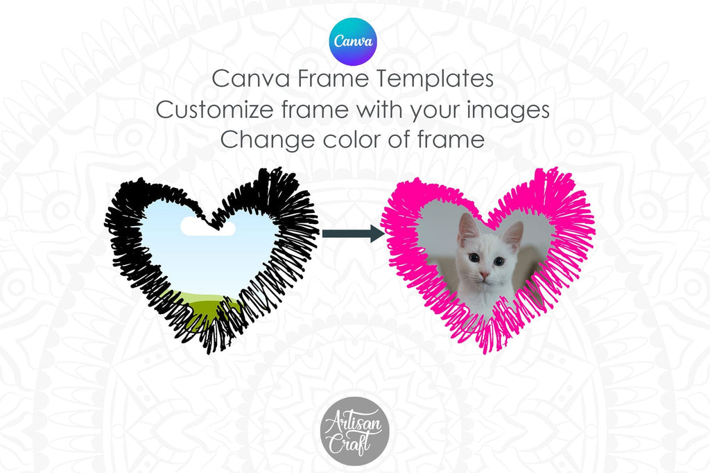 Canva Heart Frame | Canva frame | Doodle heart | So Fontsy