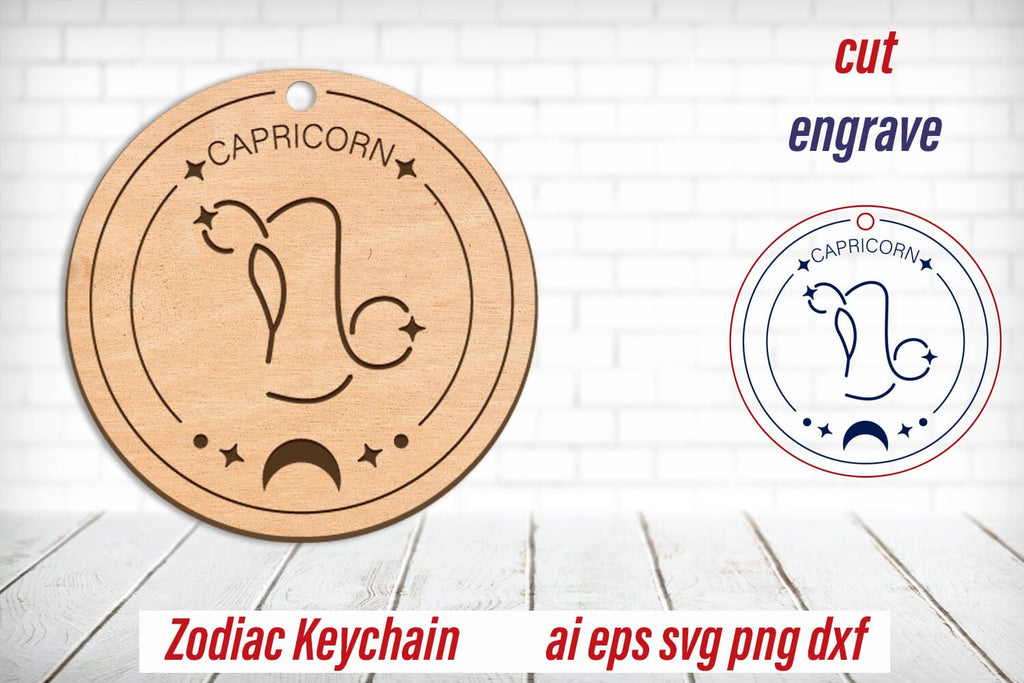 Capricorn zodiac keychain laser engraving, Astrology sign, Horoscope ...