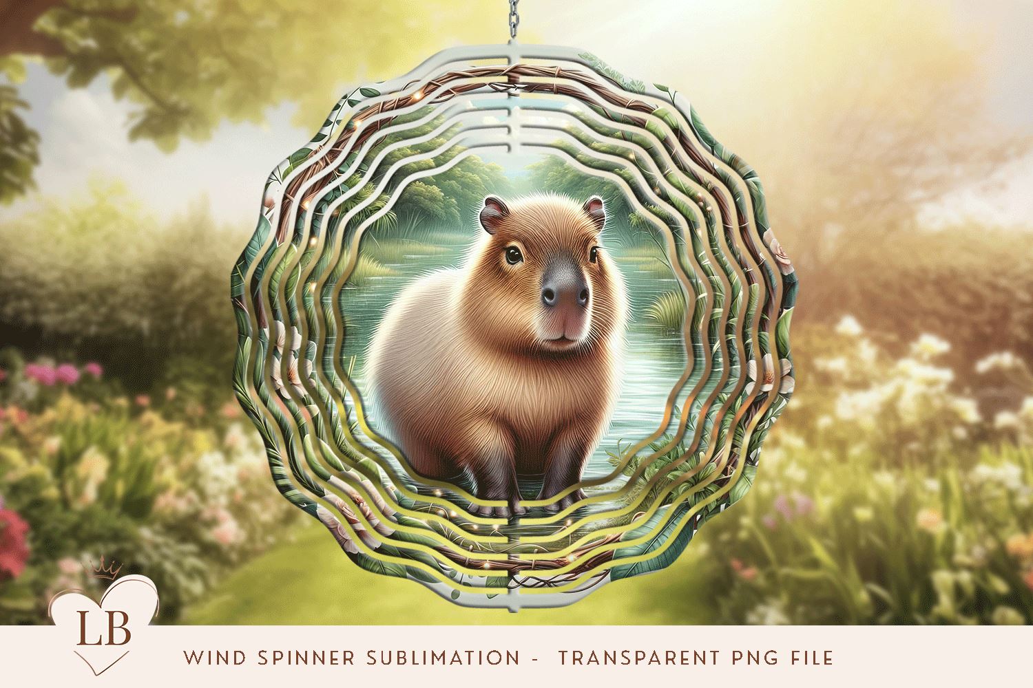 Capybara 10 Inch Wind Spinner Sublimation PNG - So Fontsy