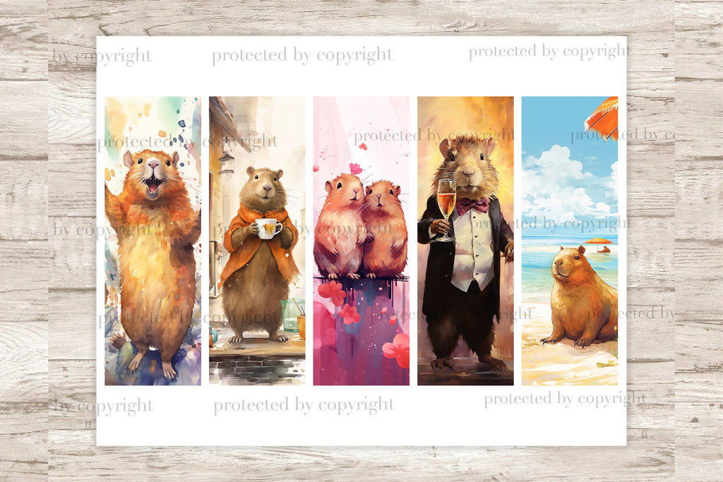 Capybara Bookmarks Printable | Bookmarks Digital - So Fontsy