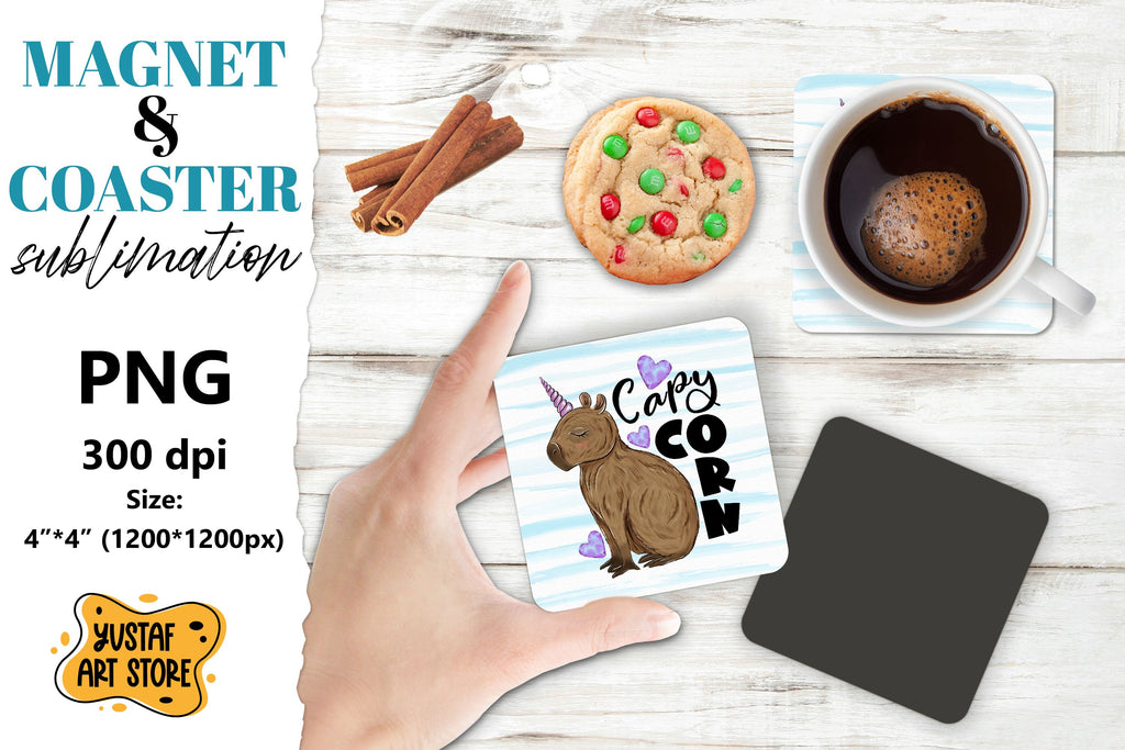 Capybara magnet/coaster sublimation. Cute capybara - So Fontsy