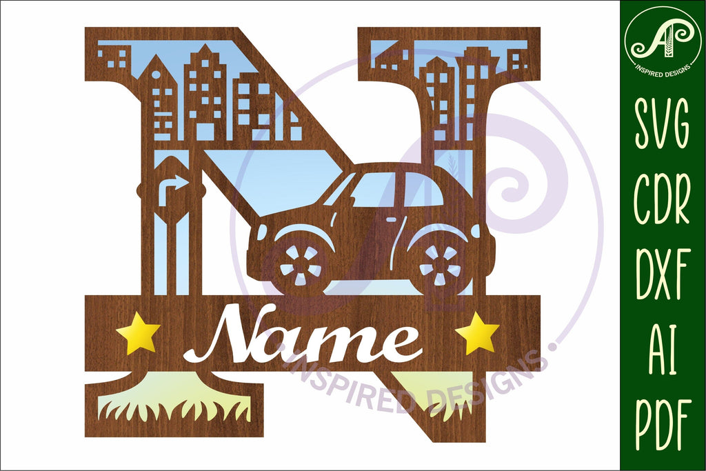 Car Capital Monogram Letter N SVG - So Fontsy