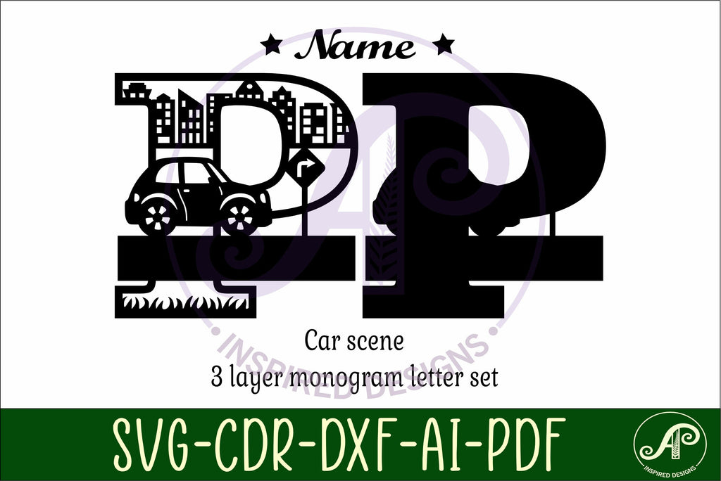 Car Capital Monogram Letter P SVG - So Fontsy