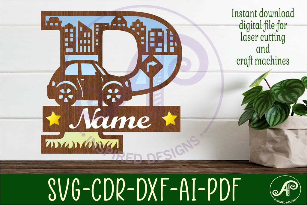 Car Capital Monogram Letter P SVG - So Fontsy