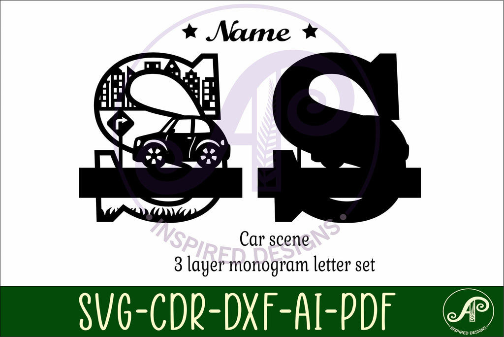Car Capital Monogram Letter S SVG - So Fontsy