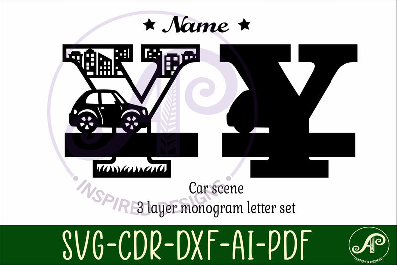 Car Capital Monogram Letter Y SVG - So Fontsy